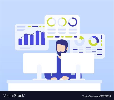 Data Analytics Man Working With Business Vector Image