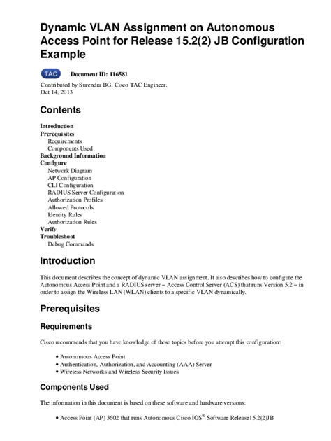 Pdf Dynamic Vlan Assignment On Autonomous Access Point For Release 15