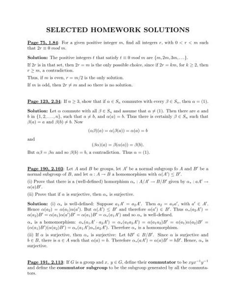 Selected Homework Solutions