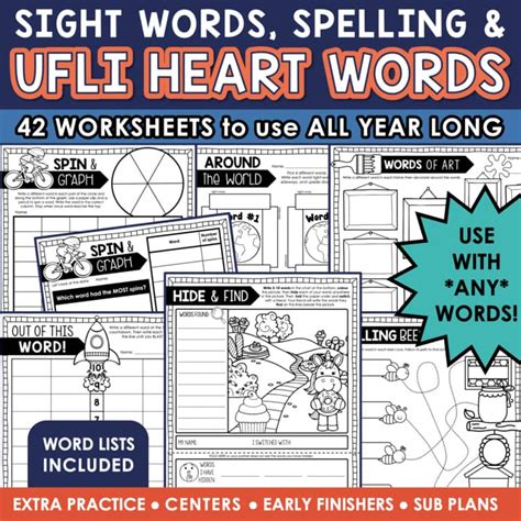Ufli Heart Words Practice Worksheets Word Lists Dolch Sight Word