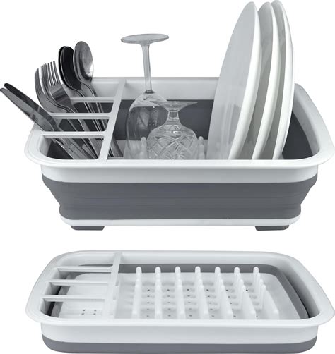 Masirs Pop Up Collapsible Dish Drying Rack Convenient