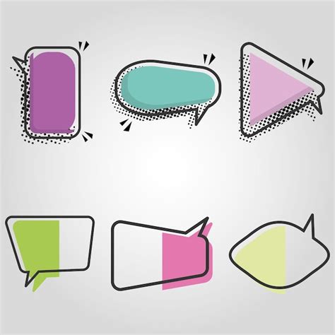 Premium Vector Set Of Empty Colored Comic Speech Bubble Vector
