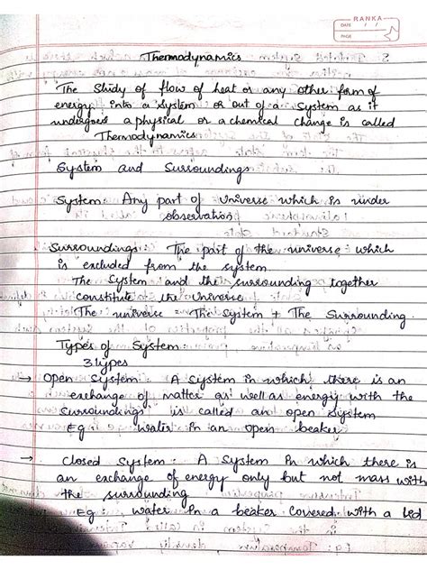 Thermodynamics Chapter Notes Pdf