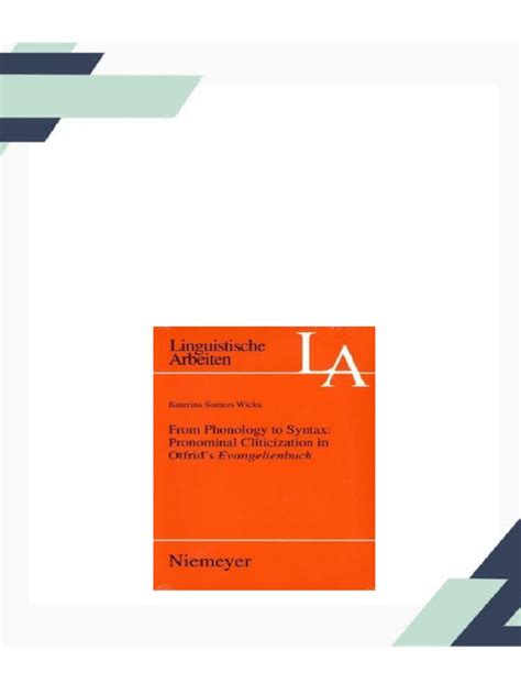 Ebook From Phonology To Syntax Pronominal Cliticization In Otfrids