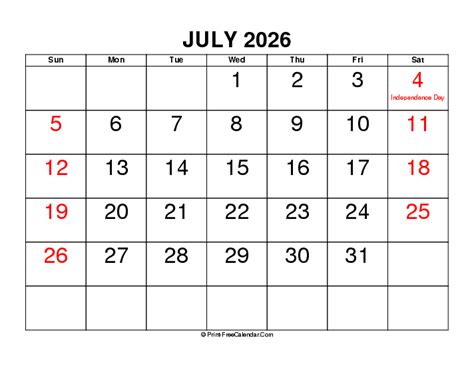 July 2026 Calendars With Usa Holidays Word Pdf Excel