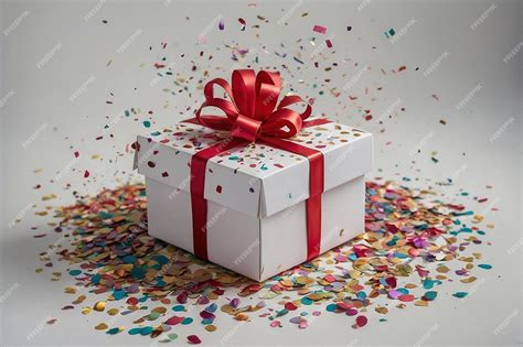 White T Box With Exploded Colorful Confetti Premium Ai Generated Image
