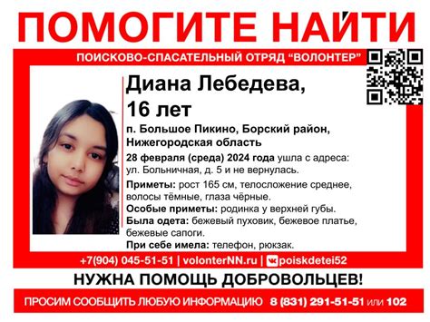 16-летняя Диана Лебедева пропала на Бору в Нижегородской области ...