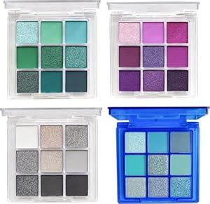 4 Pack Set Eyeshadow Palette Set Black Blue Green