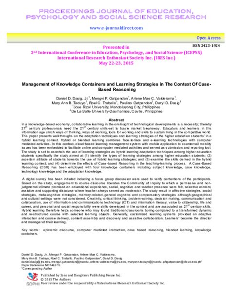 Pdf Management Of Knowledge Containers And Learning Strategies In The