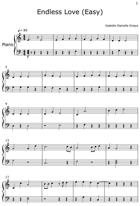 Endless Love Easy Sheet Music For Piano