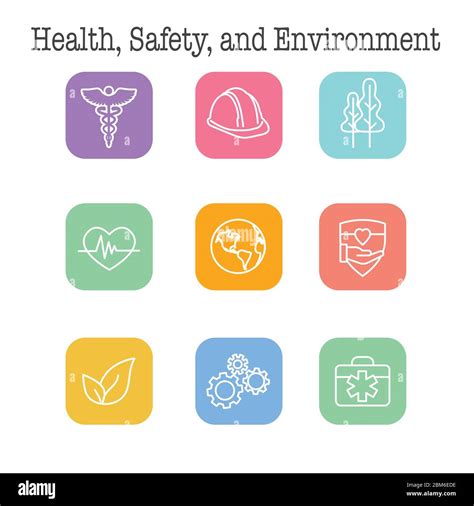 Health Safety And Environment Icon Set With Medical Safety And Leaves