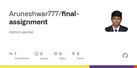 GitHub Aruneshwar Final Assignment Admin Pannel