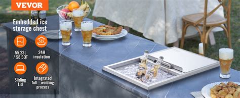 Vevor Drop In Ice Chest 24l X 18w X 13h Stainless Steel Ice Cooler