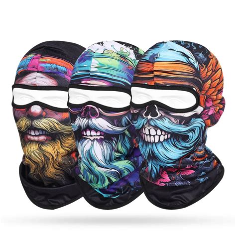 Motorcycle Balaclava Beard Old Men Print Full Face Cap Biker Skull