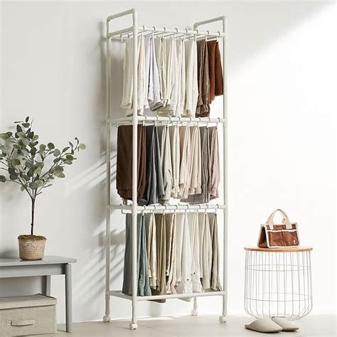 Mf매직하우스 철제 이동식 바지걸이 행거 3단 카트형 트롤리 위시버킷