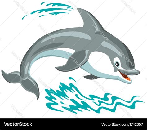 Cute Cartoon Dolphin Royalty Free Vector Image