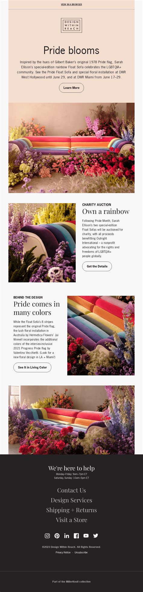 Introducing The Pride Float Sofa From Design Within Reach Desktop Email View Really Good Emails