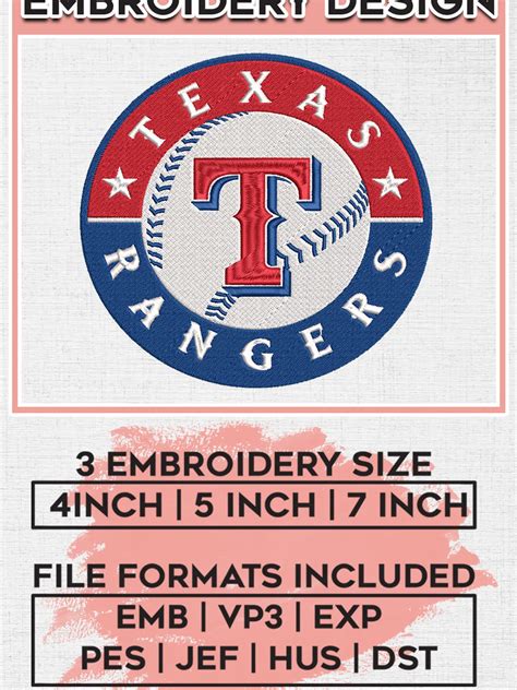 Mlb Texas Rangers Team Round Logo Embroidery Design Mlb Texas Rangers