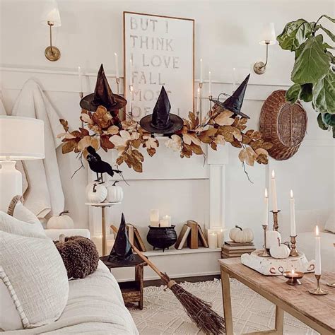 White Living Room With Halloween Witch Decor Soul And Lane