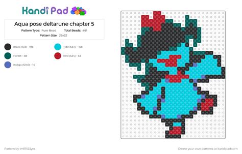 Aqua Pose Deltarune Chapter 5 Fuse Bead Pattern Kandi Pad Kandi