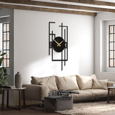 Gray Rectangle Metal Wall Clock Extra Large Wall Clock Rectangle Wall