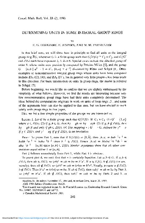 Pdf Determining Units In Some Integral Group Rings Eric Jespers