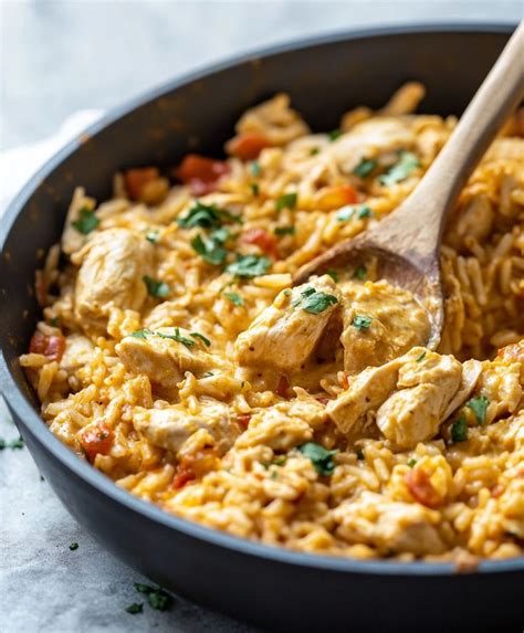Easy One Pot Queso Chicken And Rice Recipe Recipe One Pot Rice Meals Rice Recipes For