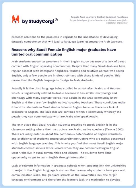 Female Arab Learners English Speaking Problems Free Essay Example