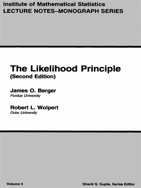 lecture notes monograph series 6 james o berger robert l wolpert