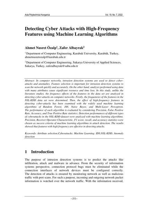 pdf detecting cyber attacks with high frequency features using
