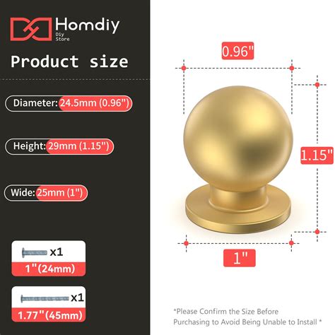 Homdiy 20 Pack Brushed Gold Cabinet Knobs Round Brushed