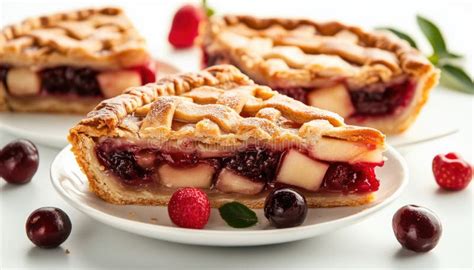 Assorted Fruit Pies Apple Cherry Strawberry Array Of Pie Flavors On