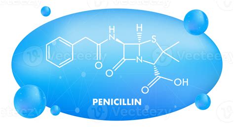 Penicillin Molecular Structure With Blue Gradient Background And Spheres 56703329 Png