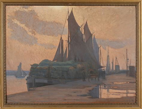 Aron Gerle Skutor Eldkvarnskajen Olja På Pannå Signerad Konst Måleri Auctionet
