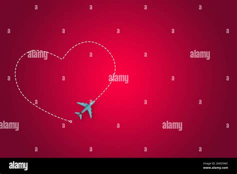 Valentines Week Special Illustration Idea Airplane Make Heart Shape