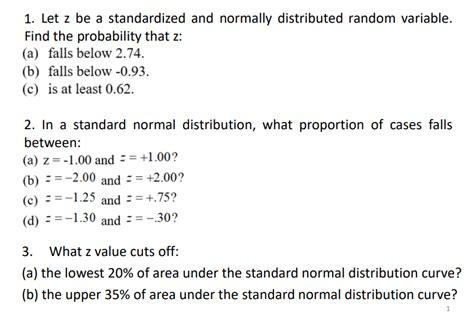 Solved 1 Let Z Be A Standardized And Normally Distributed
