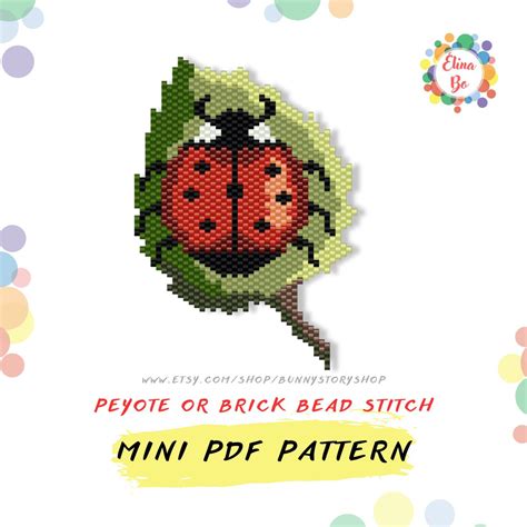 Ladybug Bug On A Green Leaf Bead Pattern For Earrings Or Brooch Pin Miyuki Seed Beads 110 Pdf