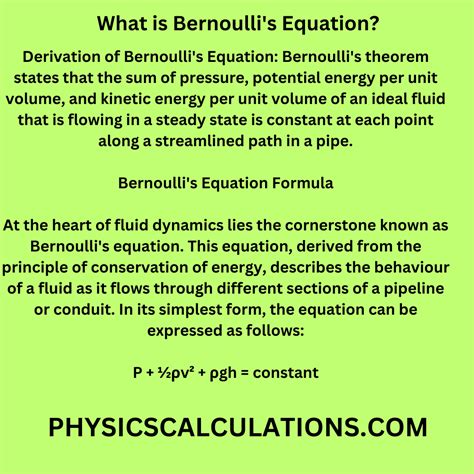Derivation Of Bernoullis Equation