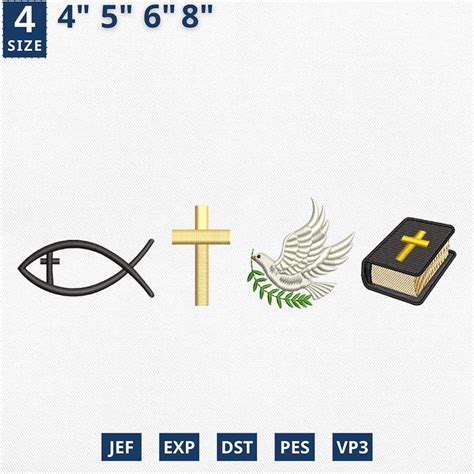 Faith Symbol Embroidery Design Christian Cross And Dove Machine