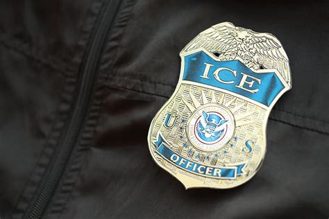 Kyiv Ukraine March 9 2024 Us Ice Officer Badge On Black Jacket
