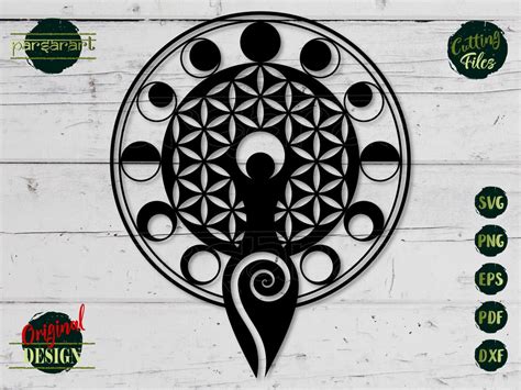 Spiral Goddess SVG Flower Of Life SVG Moon Phases SVG Wicca Etsy