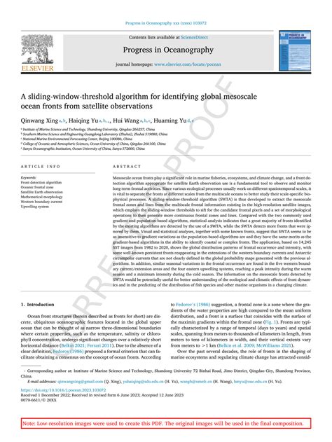 Pdf A Sliding Window Threshold Algorithm For Identifying Global