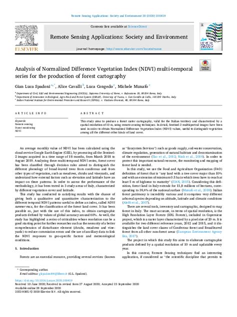 Pdf Analysis Of Normalized Difference Vegetation Index Ndvi Multi Temporal Series For The