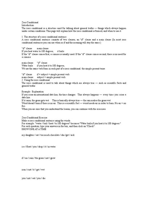 Conditional Zero Pdf Verb Clause