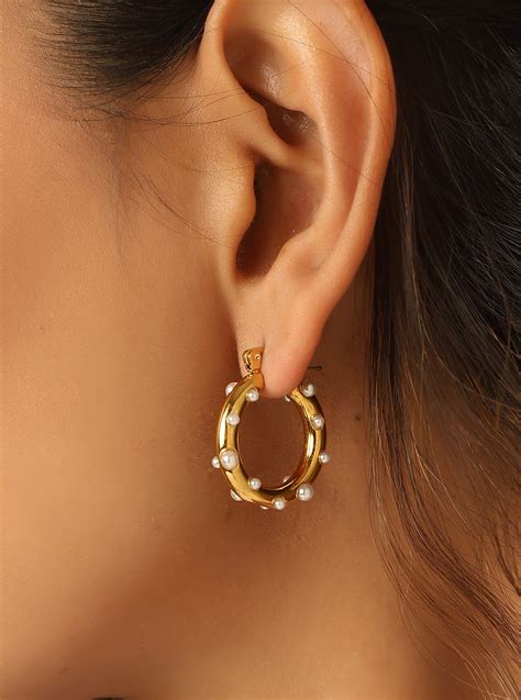 Ariana Pearl Hoops Waterproof