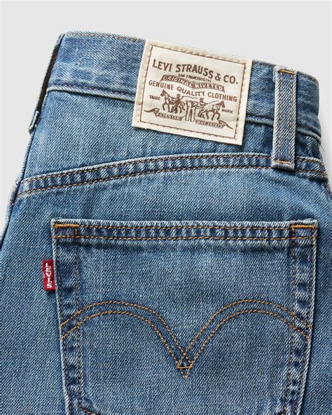 Baggy Linen Denim Shorts Med Hög Midja Blå Levis® Se