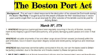 INTOLERABLE ACTS Primary Source Analysis By LimeStore TPT