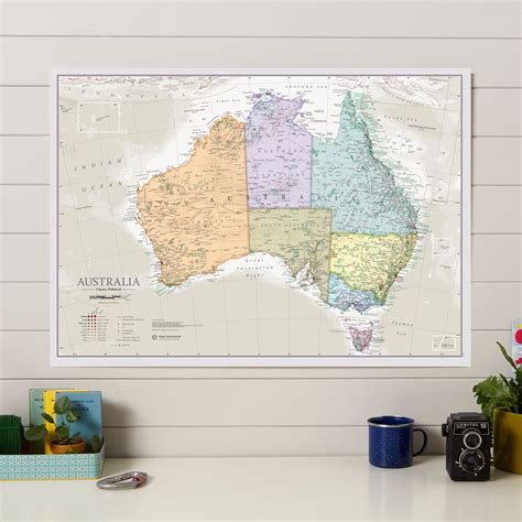 Map Of Australia Poster Wall Decor Print Classic Edition Home