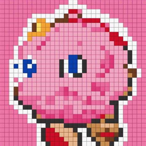 Vivid 32x32 Pixel Art Of Kirby Nintendos Beloved Character