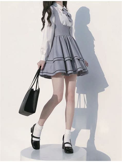 Grey Tiered Skirt Overalls High Waist